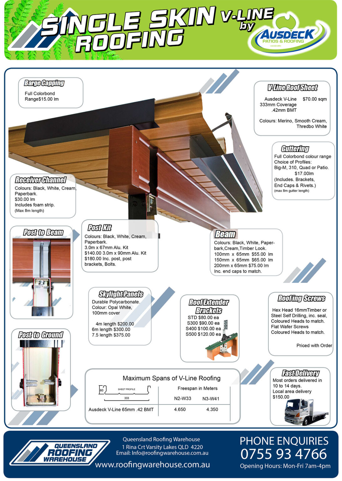 Gold Coast Ausdeck single skin patio roofing | Queensland Roofing Warehouse